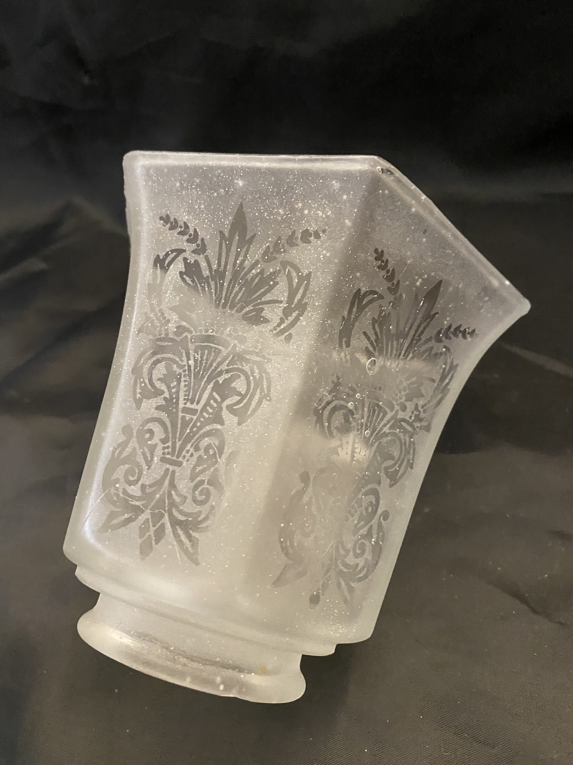 VTG Acid Etched 6-sided Glass Shades 4 Tall SET OF 2 - Etsy