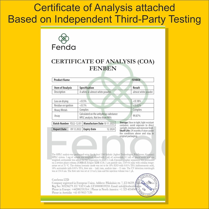 Fenben 444, Purity >99%, 30 Ct, by FENDA, Independent Third-party ...