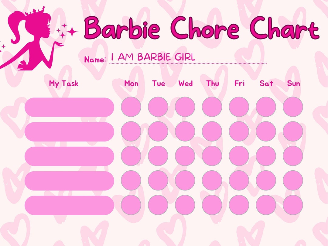 Barbie Reward Chart A4 Behavior Chart Printable Digital - Etsy