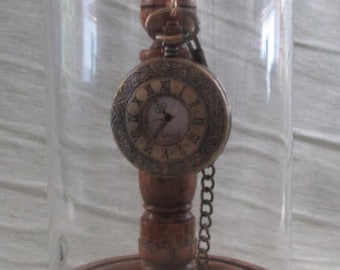 Pocket Watch Glass Display Dome Stand in Light Oak, Dark Oak, or ...