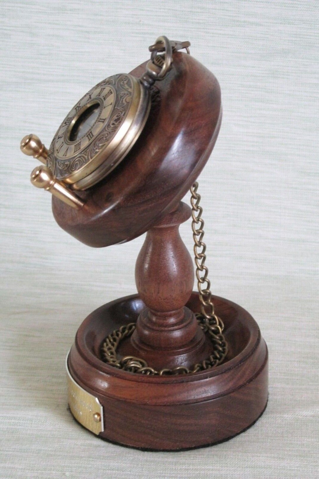 Engraved Pocket Watch Stand Holder Hanger Display in Mahogany, Dark Oak ...