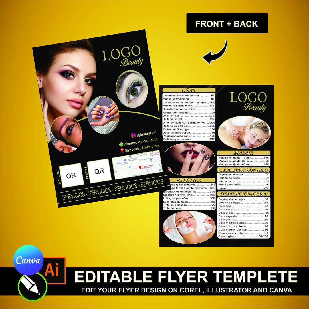 Beauty Flyer, DIY Flyer Template Design, Make up Flyer, Lash Tech Salon ...
