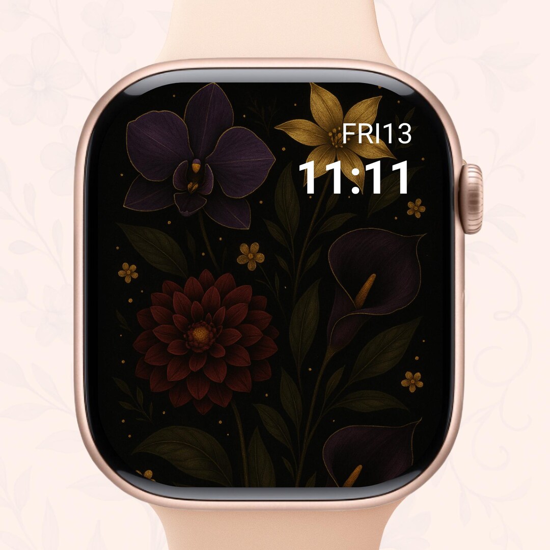 Vintage Gothic Botanica | Dark Floral Apple Watch Face With Orchid ...