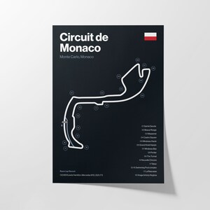 F1 Circuit Poster Monaco Monaco Circuit Print Monaco Track Map Poster Formula 1 Wall Art Print ...
