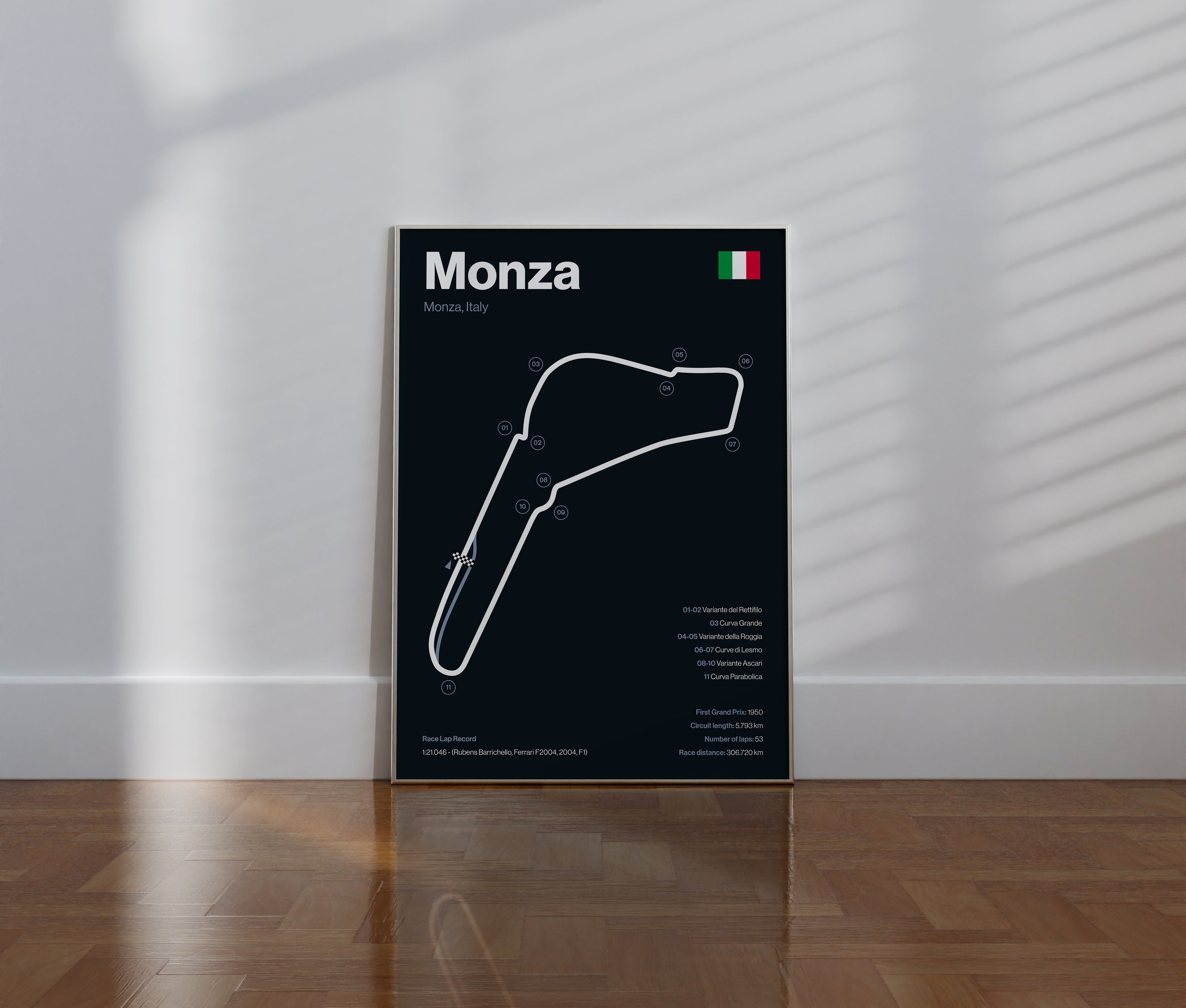 F1 Circuit Poster Monza Monza Circuit Print Italian GP Monza F1 Track ...
