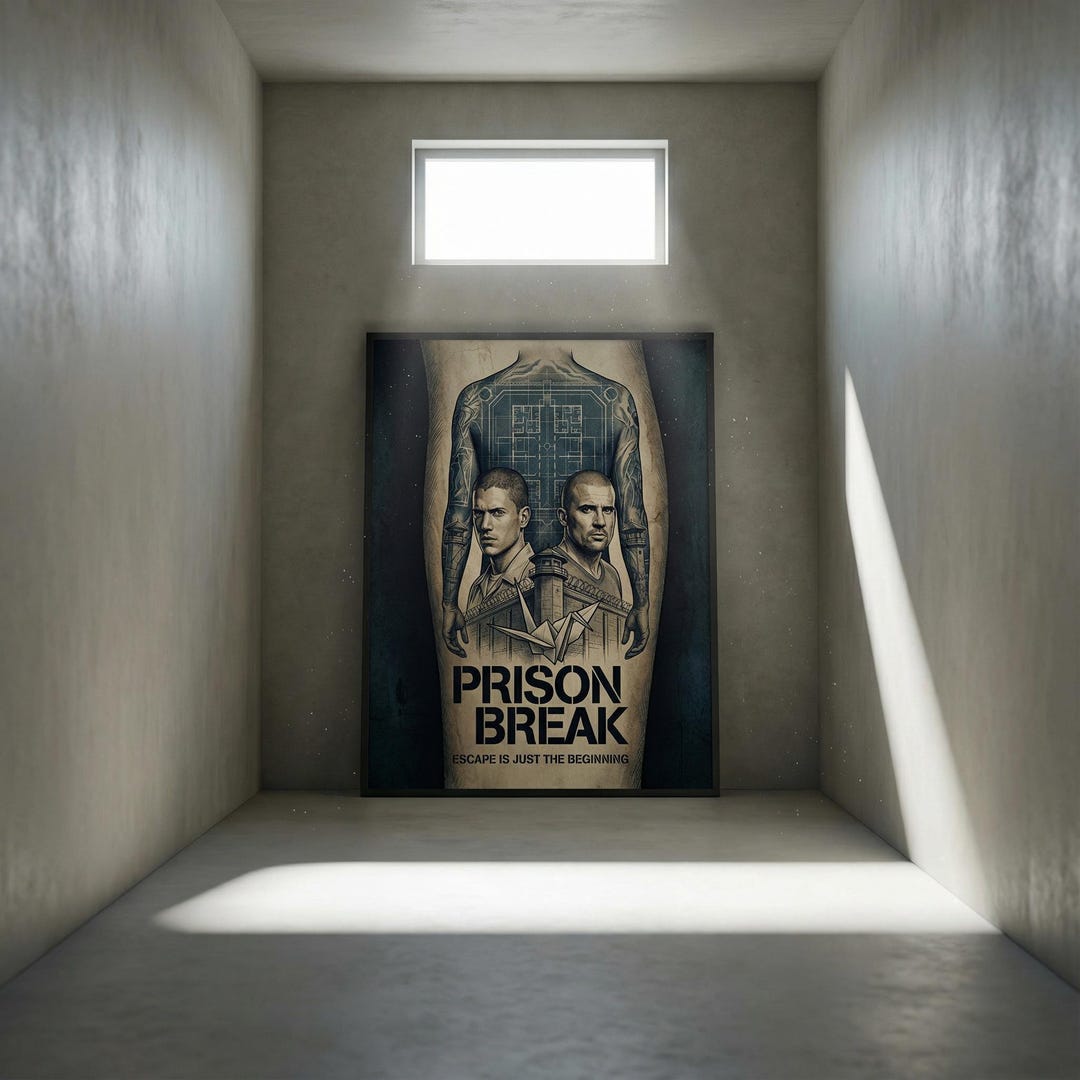 Prison Escape Inspired Canvas | Minimalist Tattoo Blueprint Wall Art ...