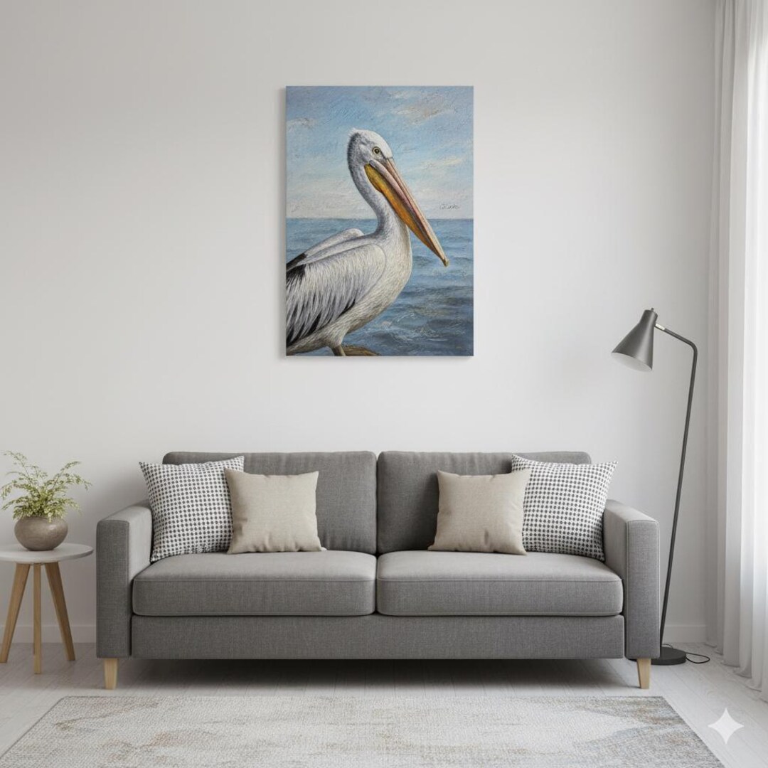 Contemporary Pelican Wall Art, Modern Bird Illustration, Coastal Decor ...