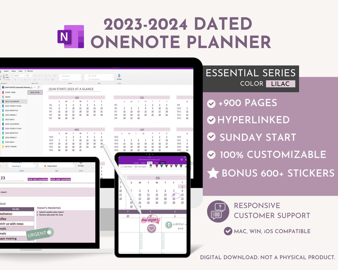 Onenote Digital Planner 2023 2024 Hyperlinked Onenote - Etsy