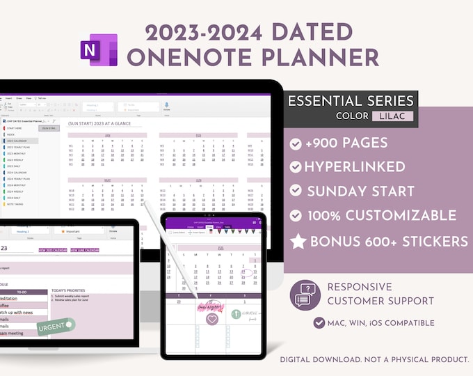 Onenote Digital Planner 2023 2024, Hyperlinked Onenote Planner, Onenote ...