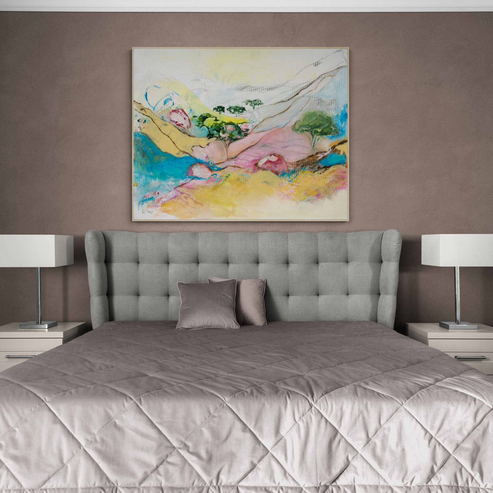 Desert Art, Desert Print Wall Art, Bedroom Abstract Art, Colorful ...