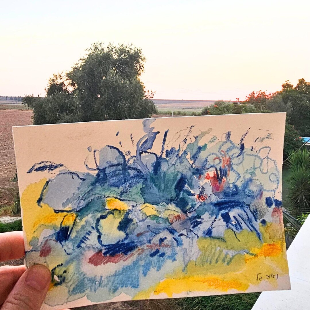 Watercolor Flower Painting, Blue Small Painting, Small Wall Art, Hand ...