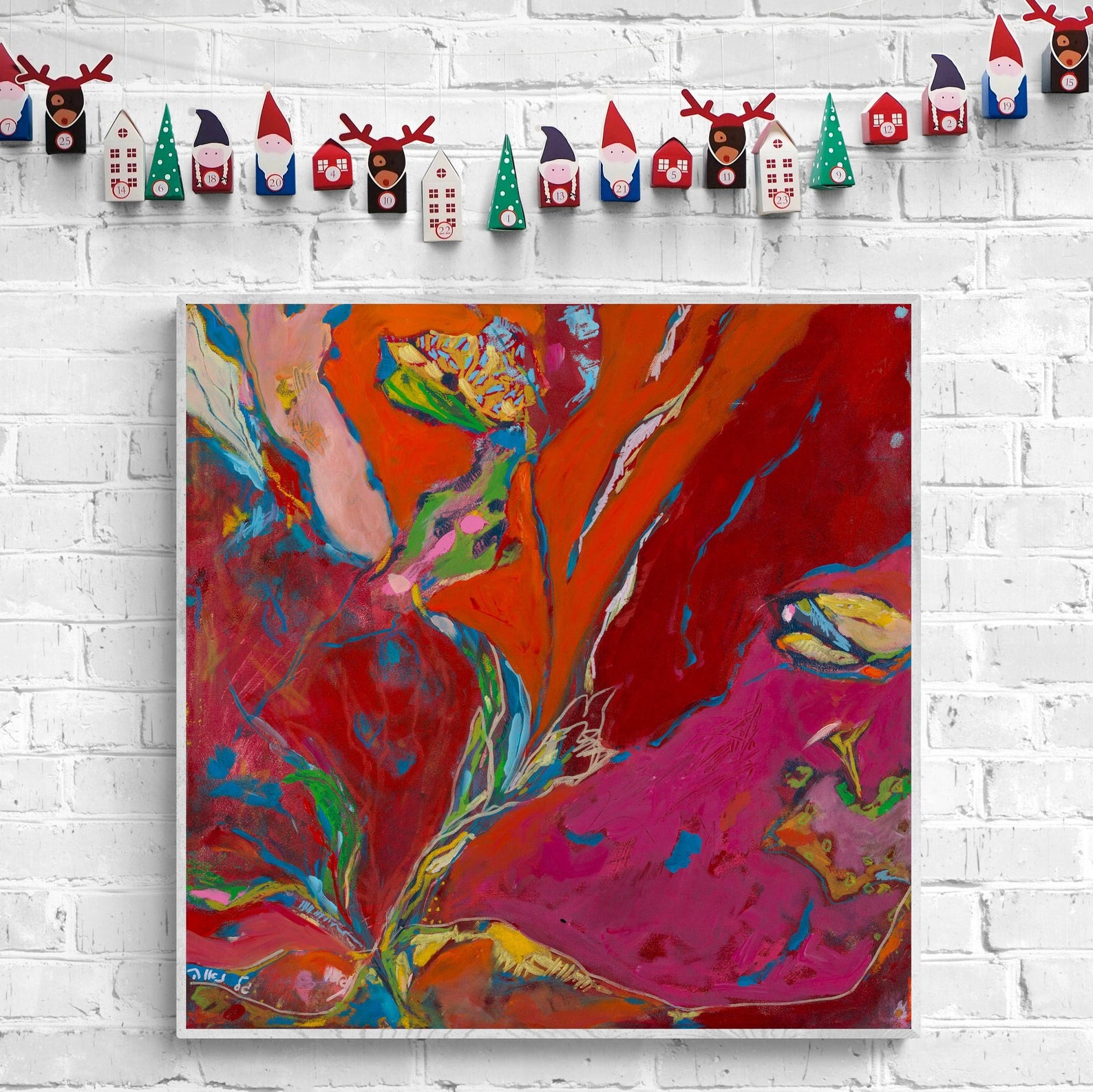 Red Canvas Wall Art,abstract Wall Art Canvas, Abstract Flower Print ...