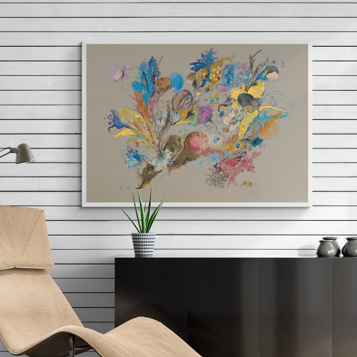Colorful Wall Art original Flower Wall Art Living Room Art - Etsy