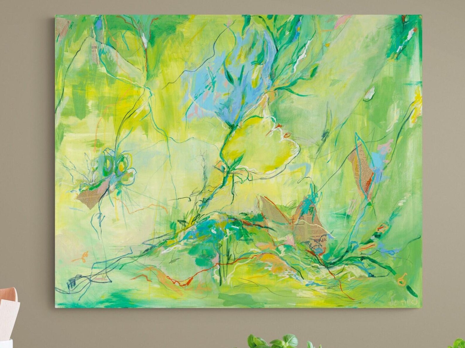 Green Abstract Canvas, Abstract Large Wall Décor, Wall Decor Art Print ...