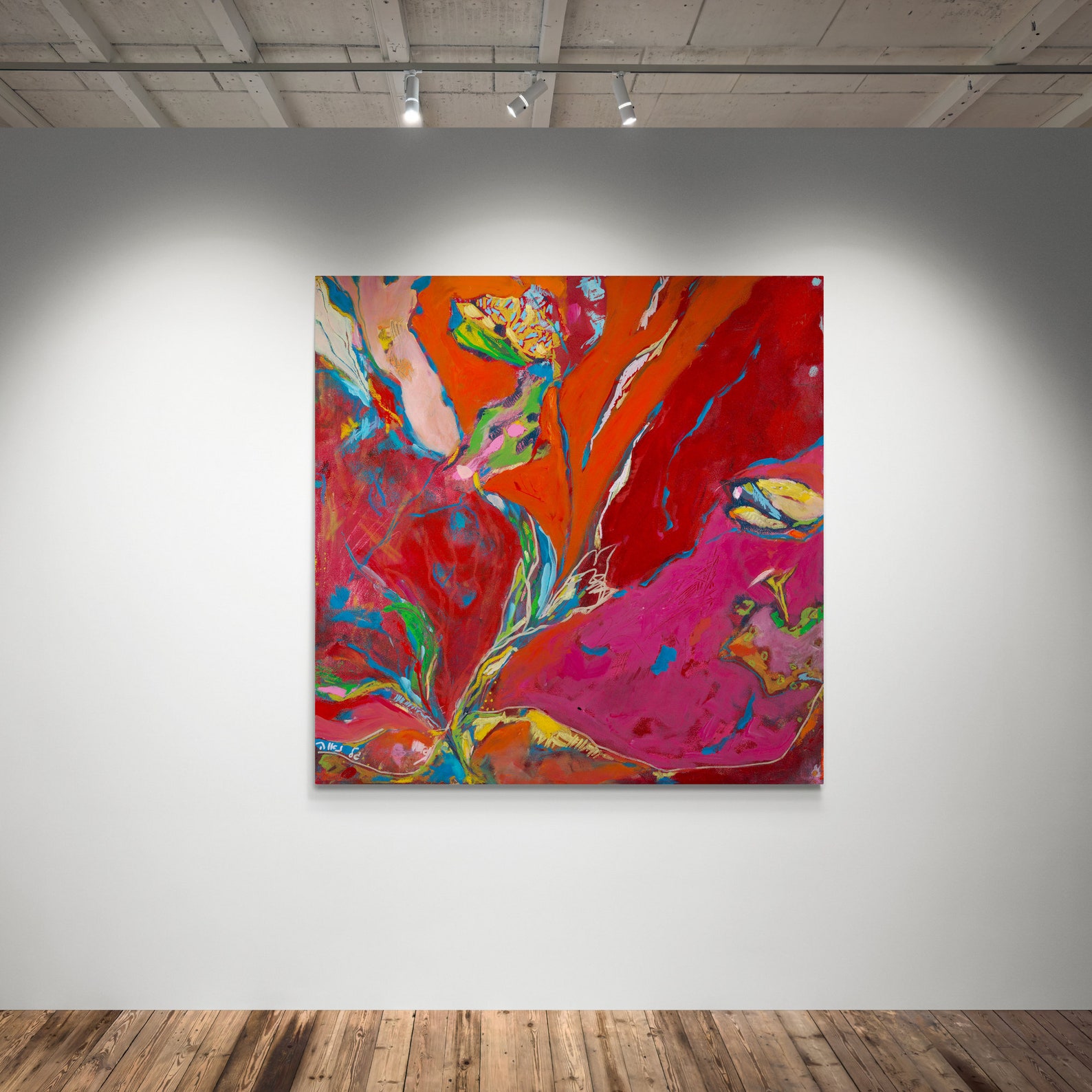 Red Canvas Wall Art,abstract Wall Art Canvas, Abstract Flower Print ...