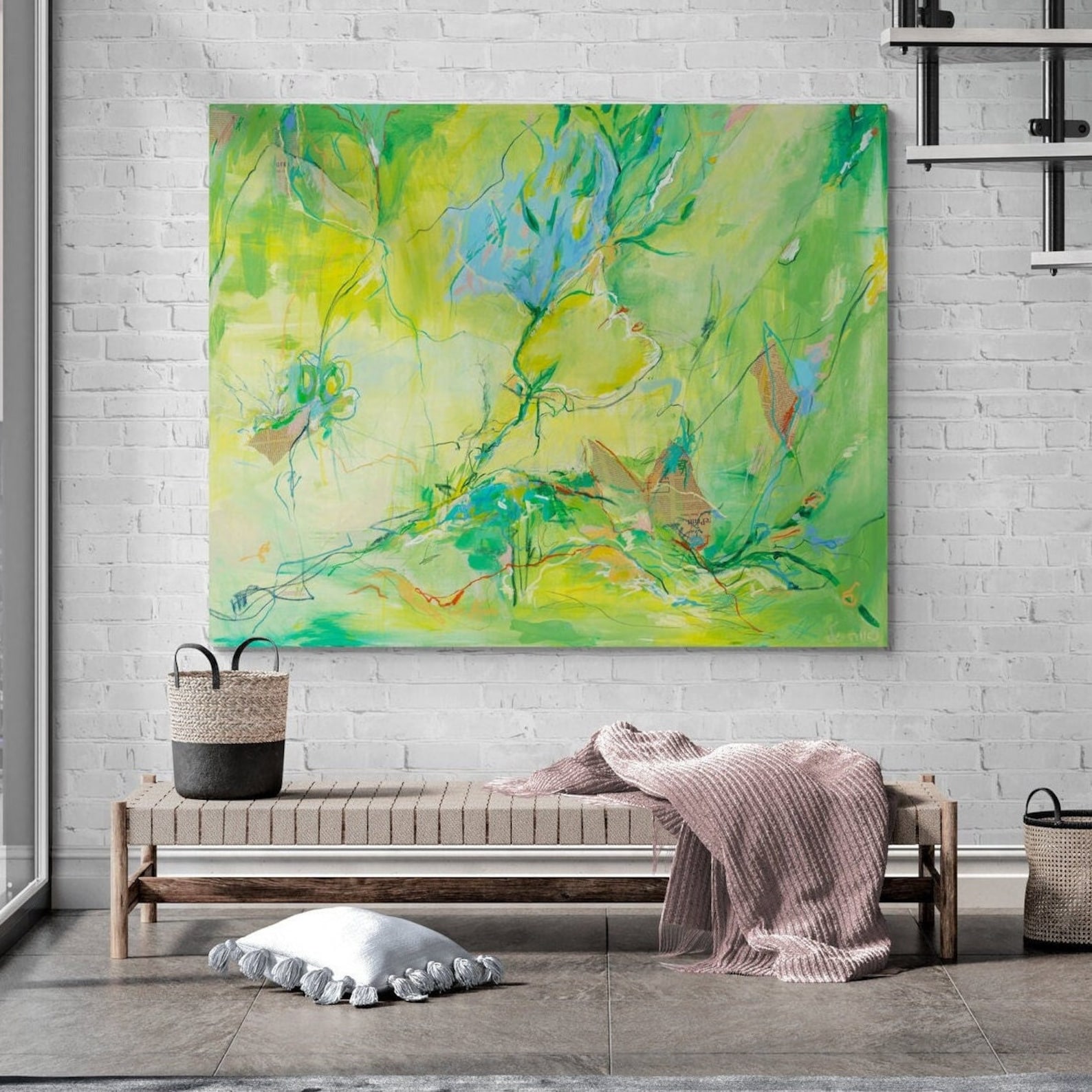 Green Abstract Canvas, Abstract Large Wall Décor, Wall Decor Art Print ...