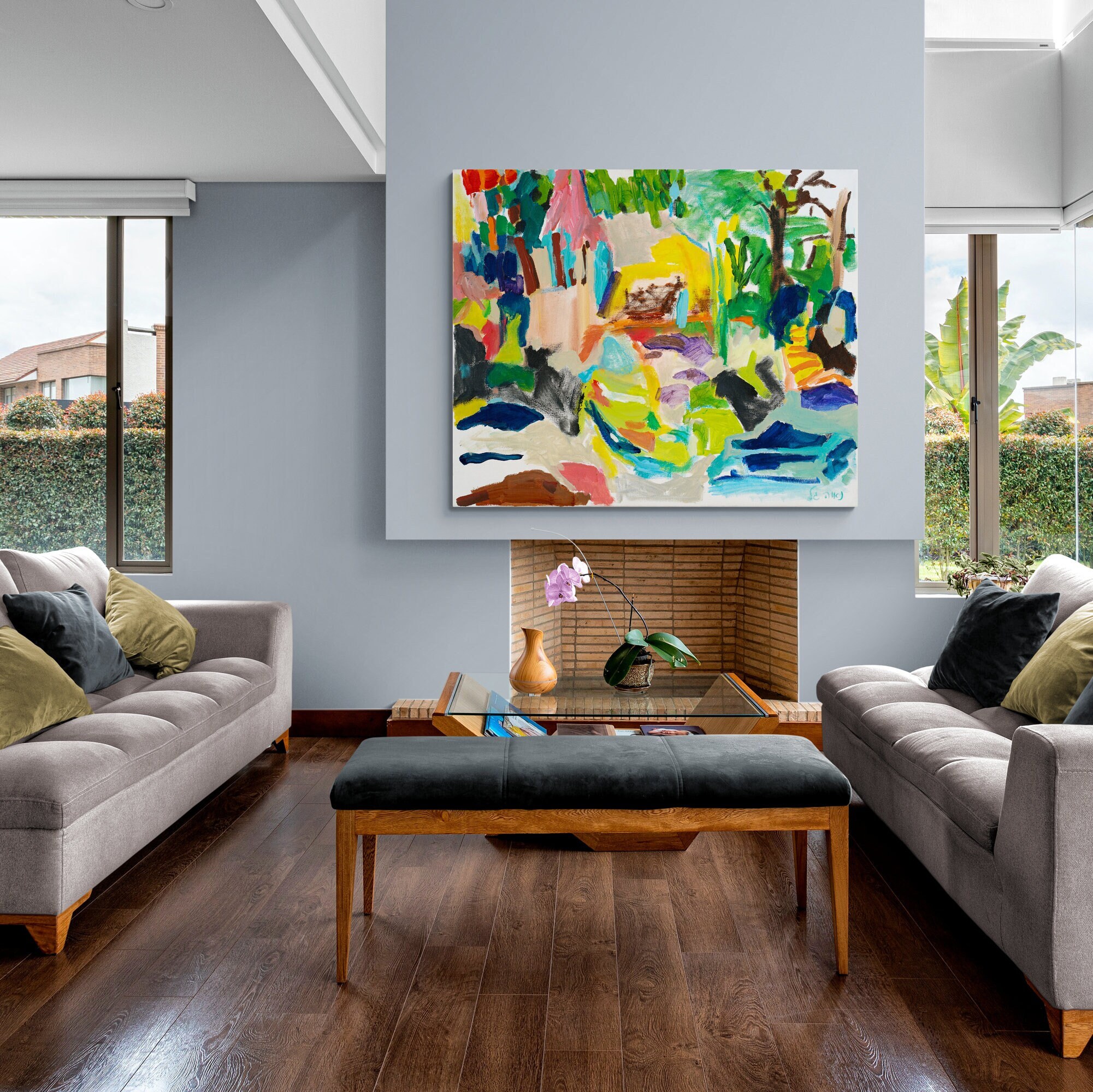 Original Abstract Painting on Canvas, Modern Home Art, Colorful Prints ...