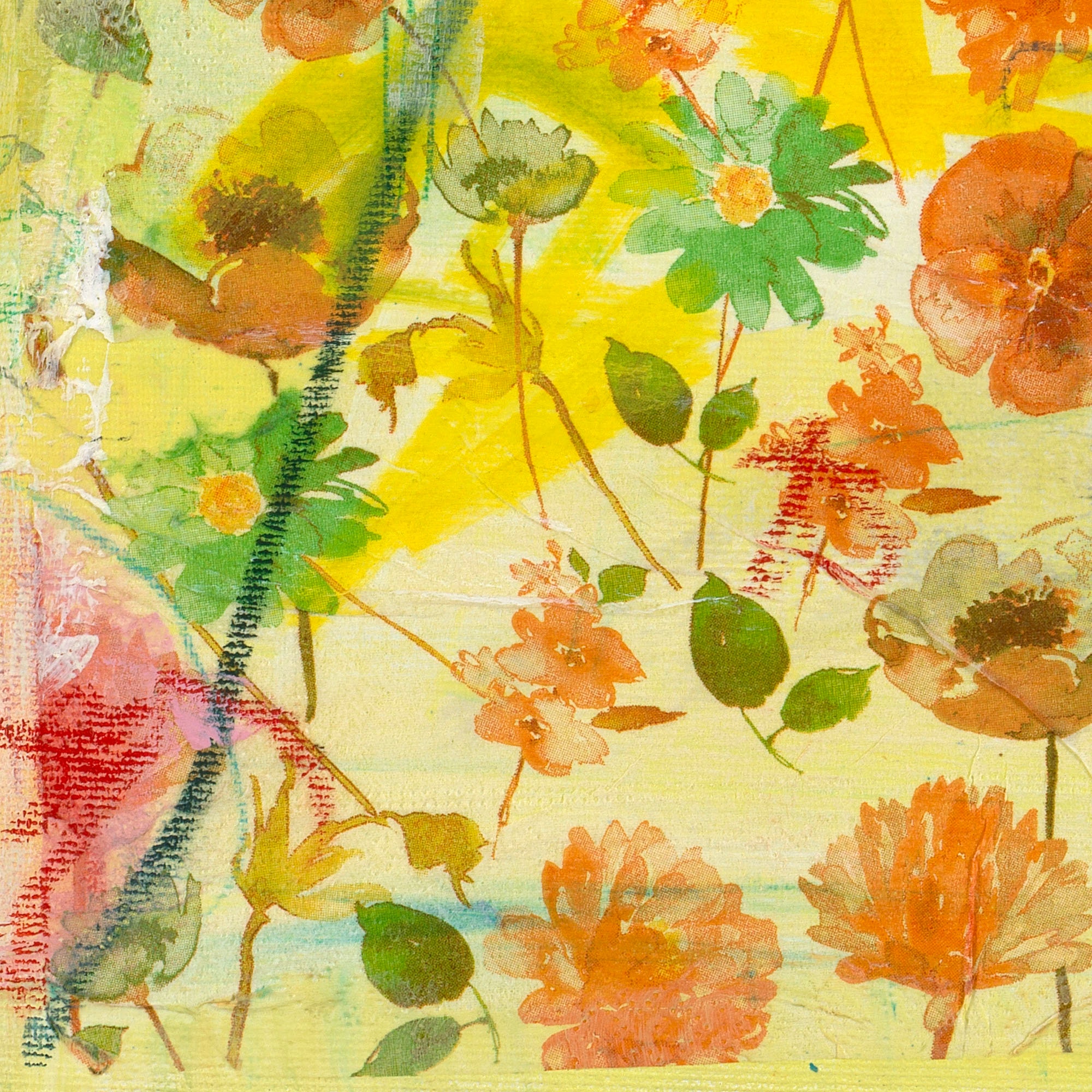 Yellow Collage Art, Abstract Wall Art, Living Room Wall Décor, Canvas ...