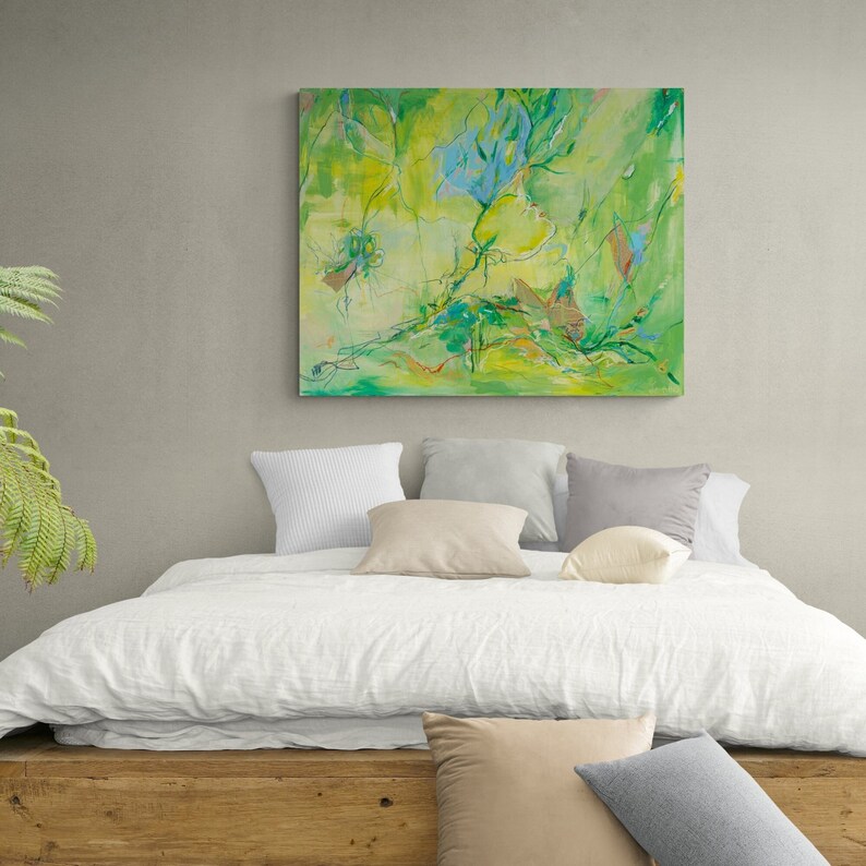 Green Abstract Canvas Abstract Large Wall Décor Wall Decor - Etsy