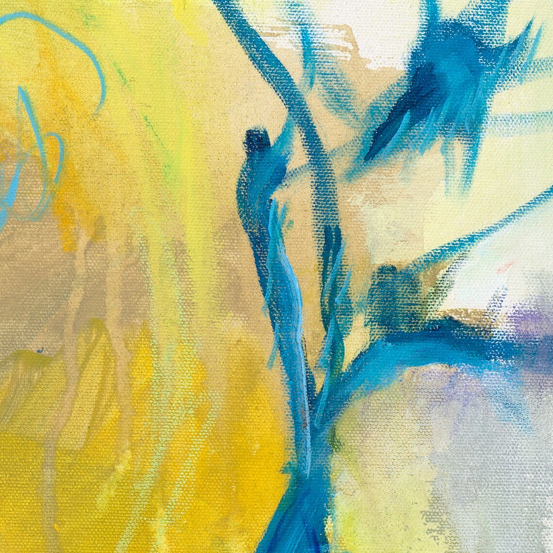 Abstract Yellow Blooming Flower, Abstract Modern Art, Flower Canvas ...