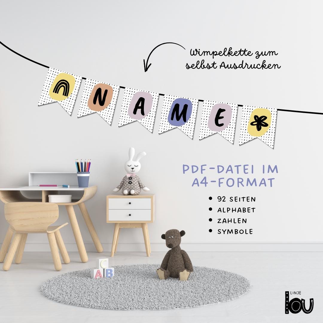 Cadena de banderines para imprimir Nombre de la cadena de banderines ...