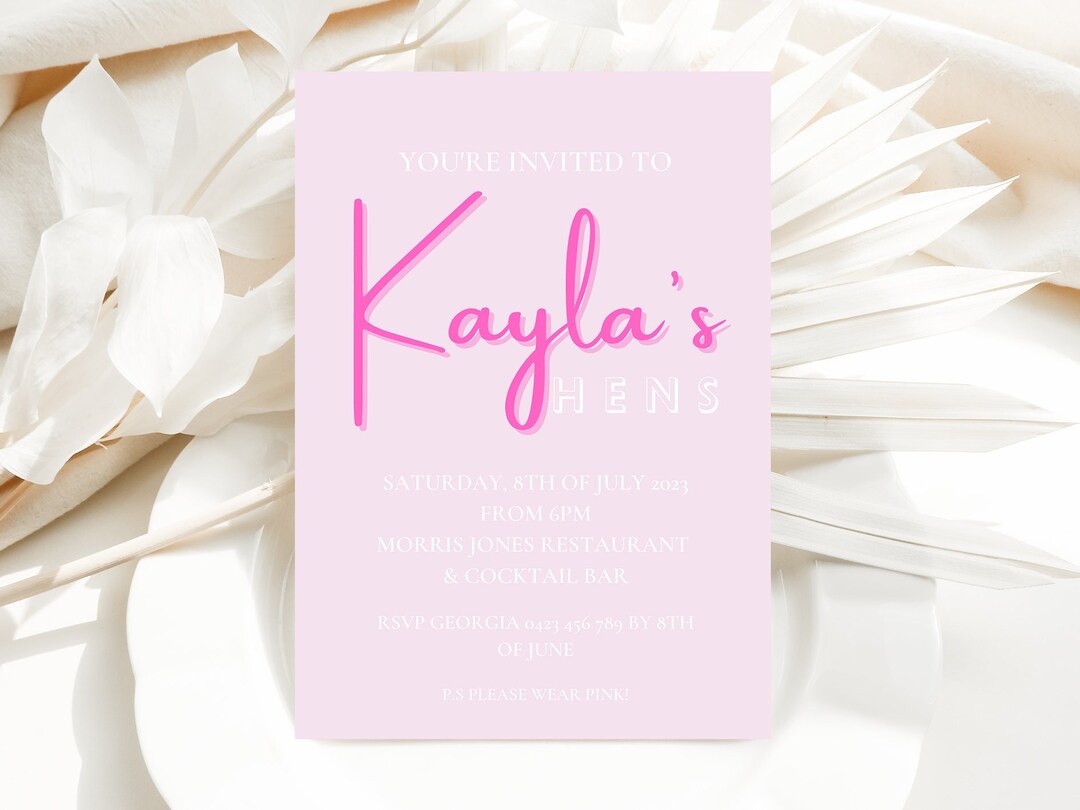 Pink Modern Hens Bachelorette Party Bold Girly - Etsy