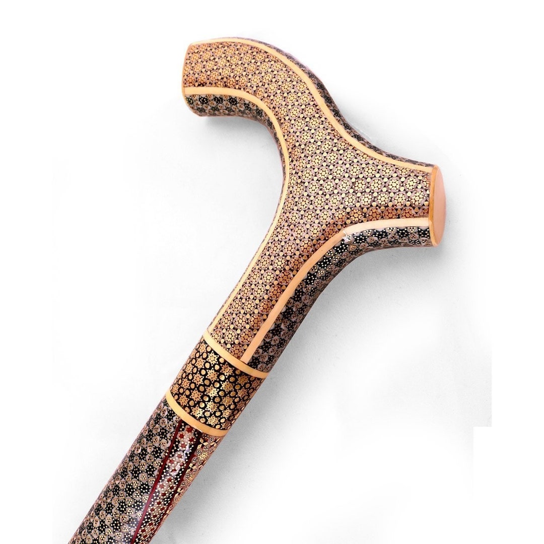 Handmade Inlaid Cane, Persian Khatam Kari Cane, Walking Cane, Walking ...