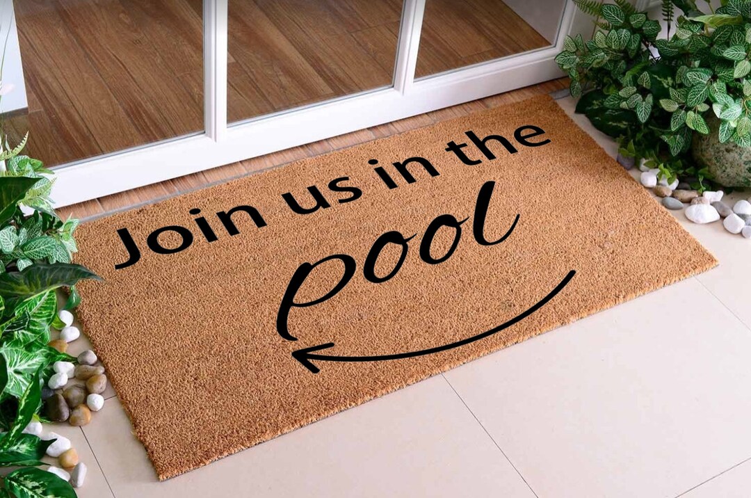 Join Us in the Pool/ Housewarming Gift / Family Name Doormat ...