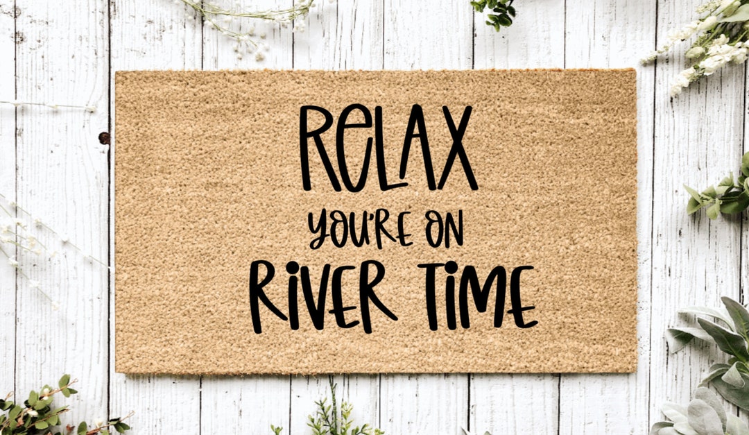Personalized Family Name Doormat: Relax on River Time - Etsy