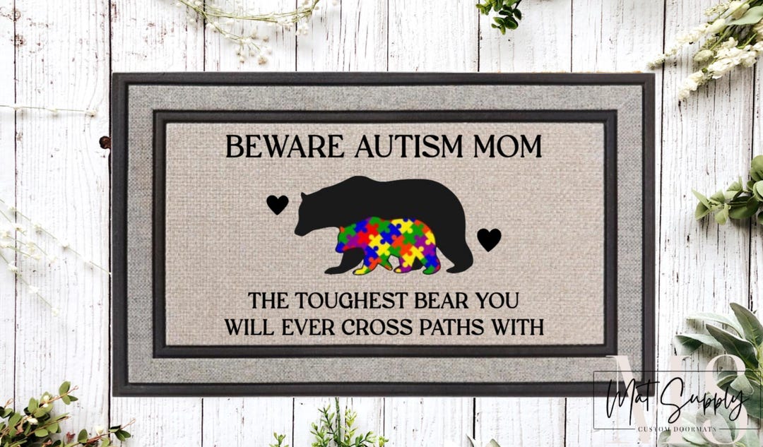 Autism Mama Bear Doormat - Personalized Family Welcome Mat - Etsy