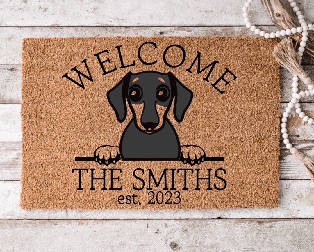 Personalized Dachshund Welcome Mat | Dog Lover Gift, Housewarming - Etsy