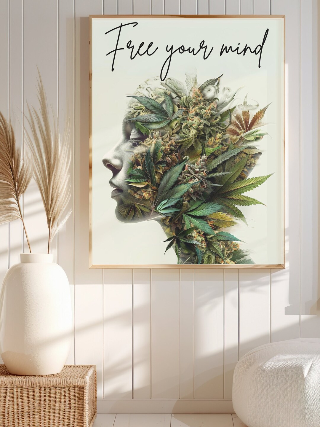 Marijuana Poster, Cannabis Leaf Wall Art, Hippie Room Decor, Free Your ...