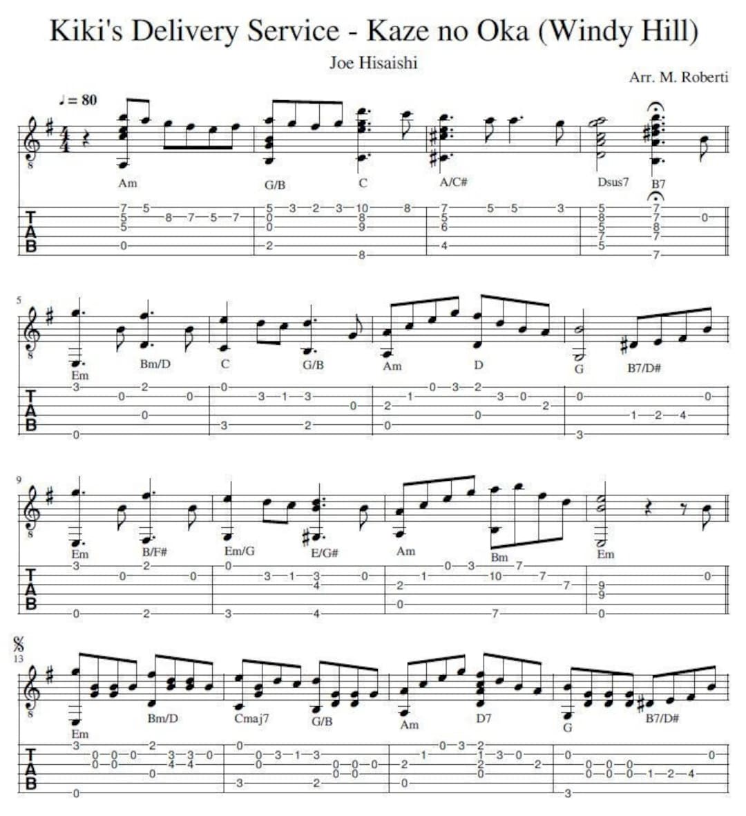 Kiki's Delivery Service (windy Hill) Sheet Music - Guitar Tutorial TABS ...