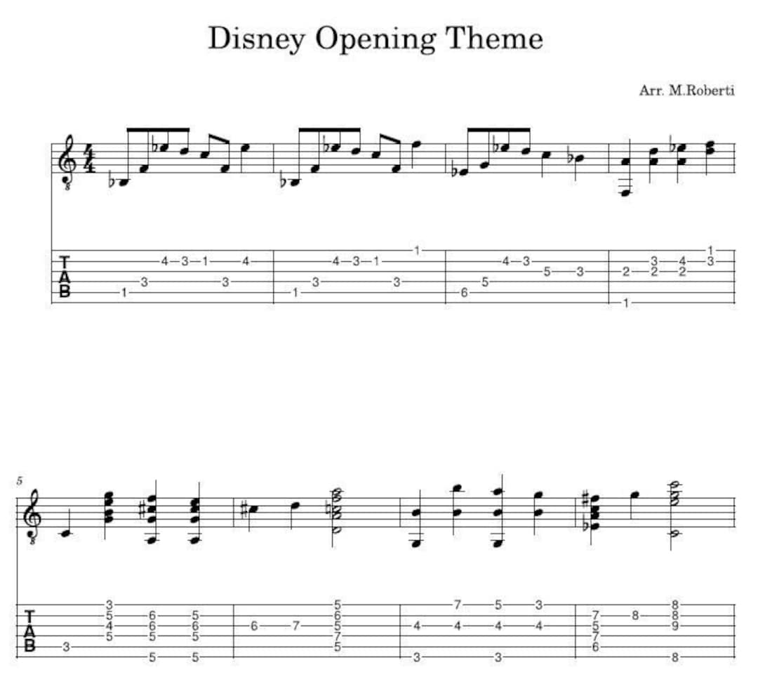 Opening Theme Sheet Music - Guitar Tutorial TABS and Score - Etsy