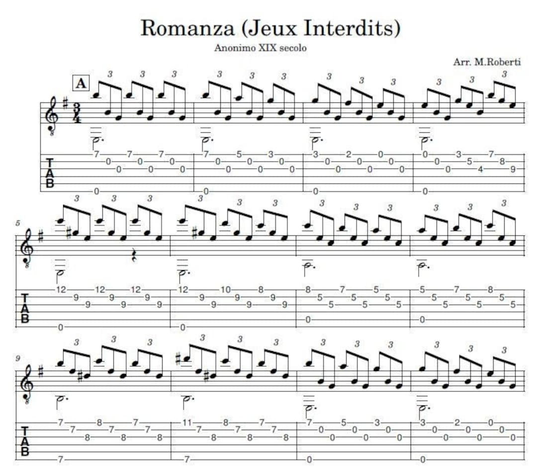 Romanza (jeux Interdits) Sheet Music - Guitar Tutorial TABS and Score ...