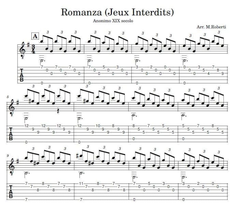 Romanza (jeux Interdits) Sheet Music - Guitar Tutorial TABS and Score ...