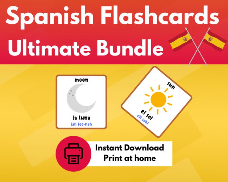 Spanish Flashcards, Spanish Vocabulary, Printable Flashcard, Language ...