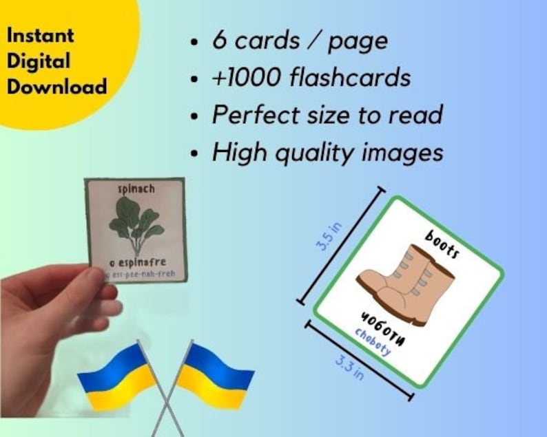 Ukrainian Flashcards Ukraine Vocabulary, Printable Flashcard, Language ...