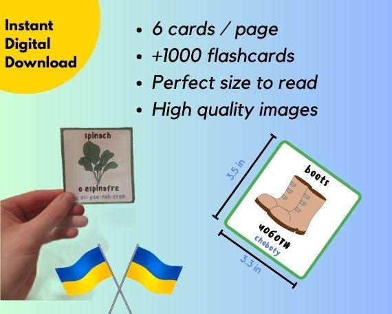 Ukrainian Flashcards Ukraine Vocabulary, Printable Flashcard, Language ...