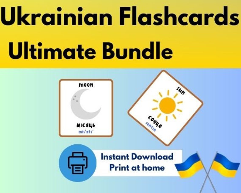 Ukrainian Flashcards Ukraine Vocabulary, Printable Flashcard, Language ...