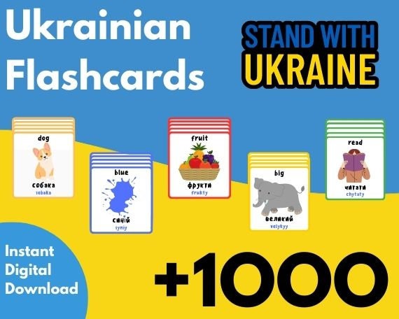 Ukrainian Flashcards Ukraine Vocabulary, Printable Flashcard, Language ...