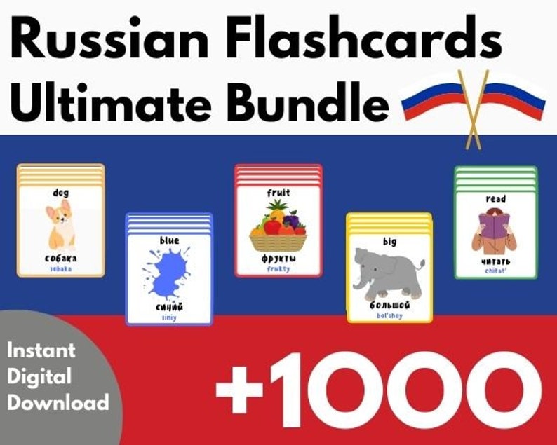 Russian Flashcards Russian Vocabulary Printable Flashcard - Etsy