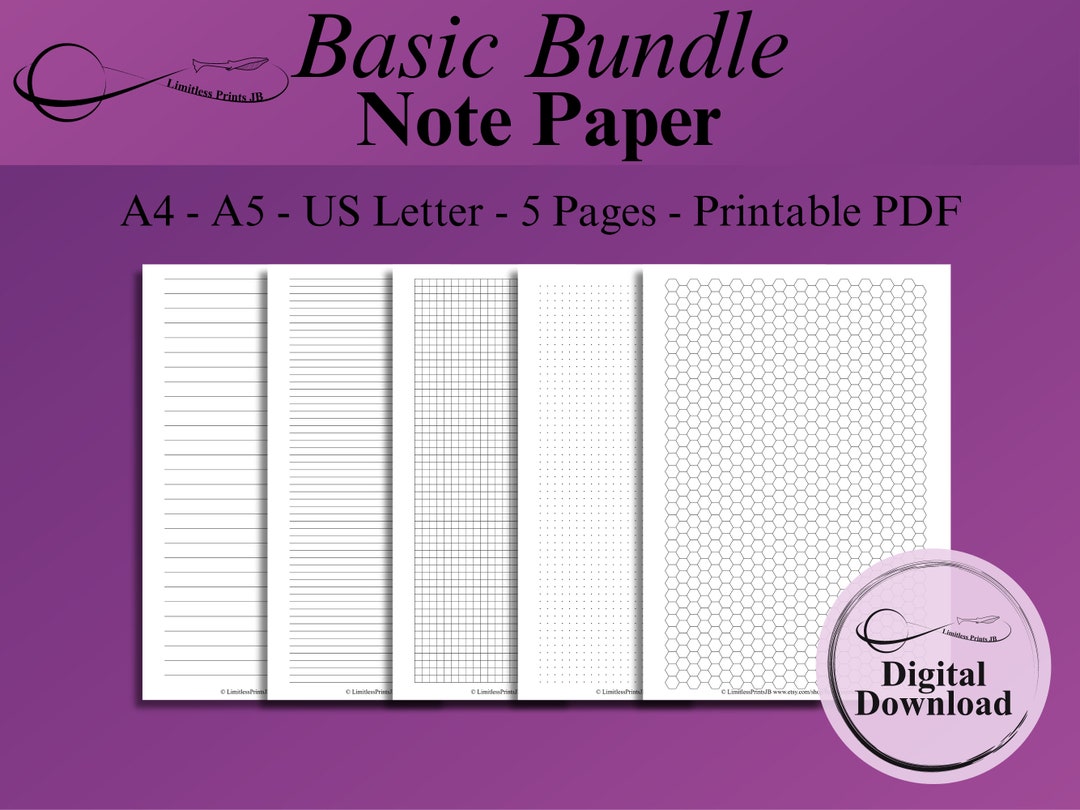 Student Note Taking, Plain Paper, Lined Paper, Graph Paper, Dot Grid ...