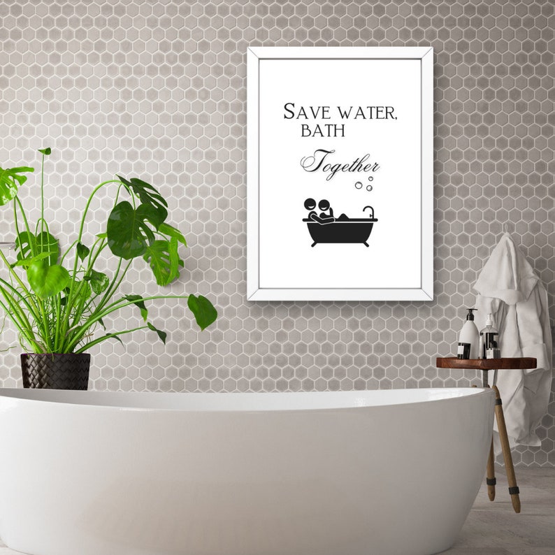 Save Water, Bath Together Printable Minimalist Couple Bath Poster ...