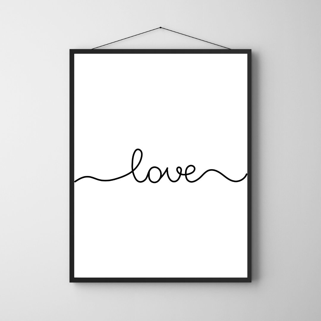 Love One Line Poster, Printable Minimalist Wall Art, Romantic Home ...