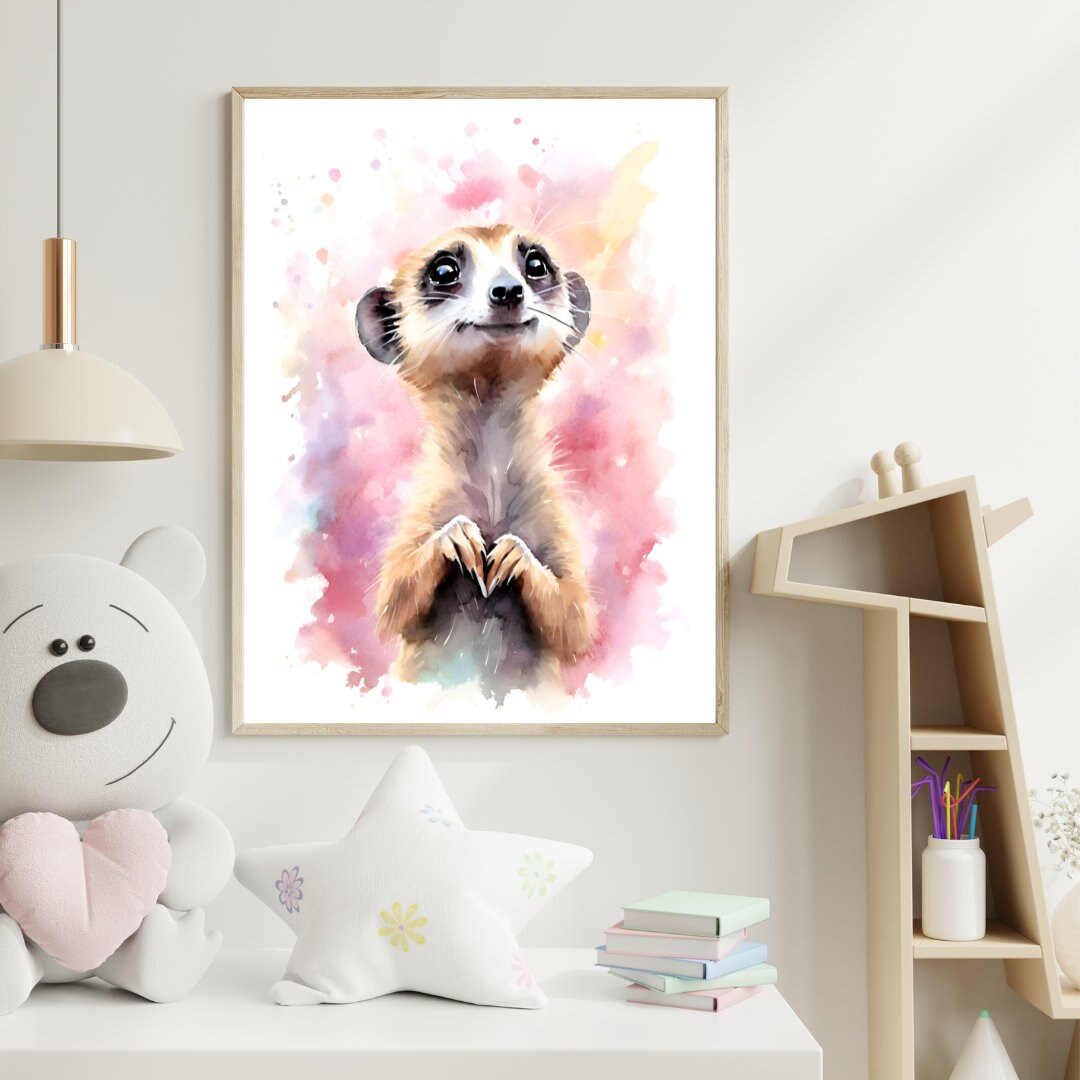 Cute Meerkat Inquisitive Meerkat Kids Poster Playful Wall - Etsy