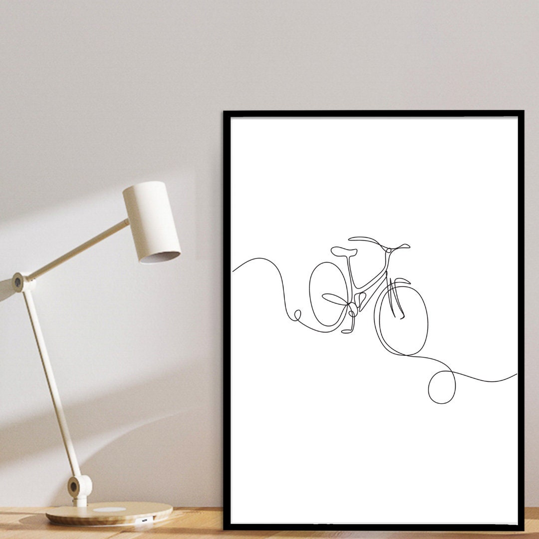 Bike Ride Minimalist One Line Drawing Printable Cycling - Etsy