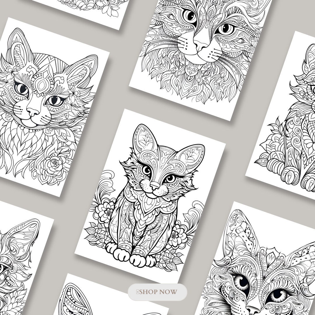 Artful Cats Printable Adult Coloring Book Cats Coloring - Etsy UK