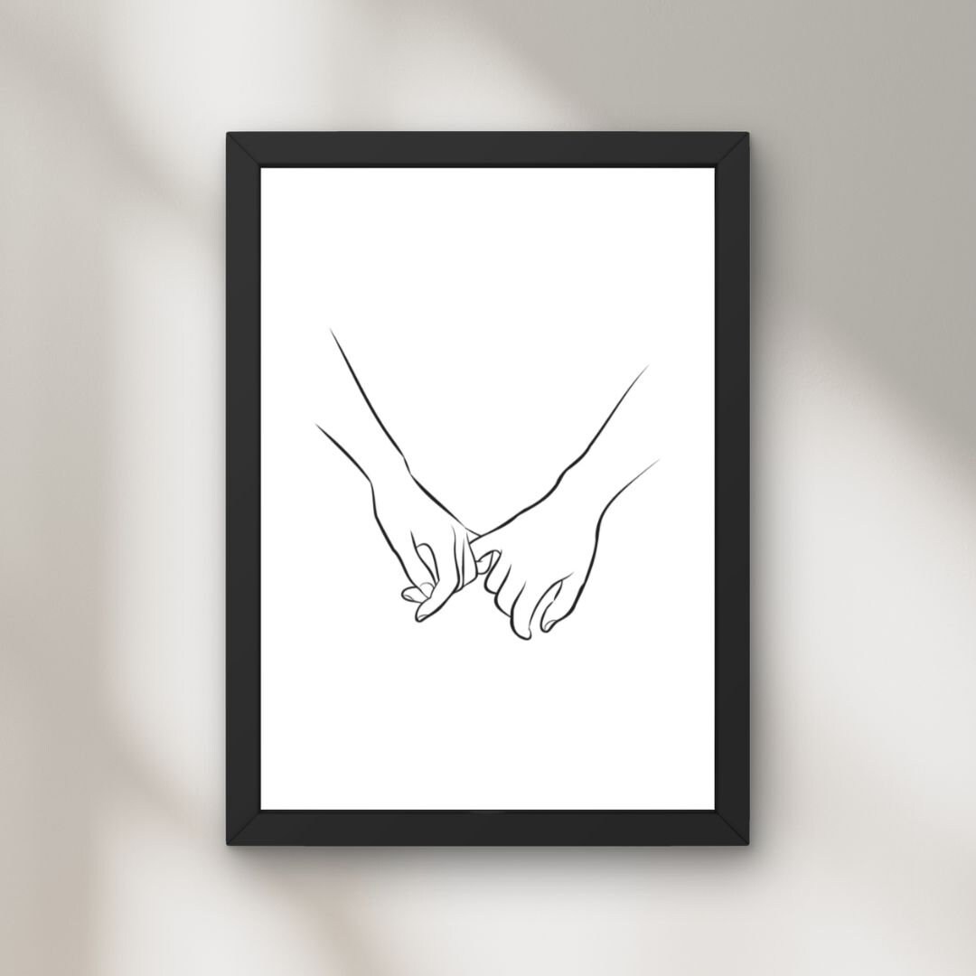 Holding Hands Minimalist Print Printable Wall Art Friendship - Etsy