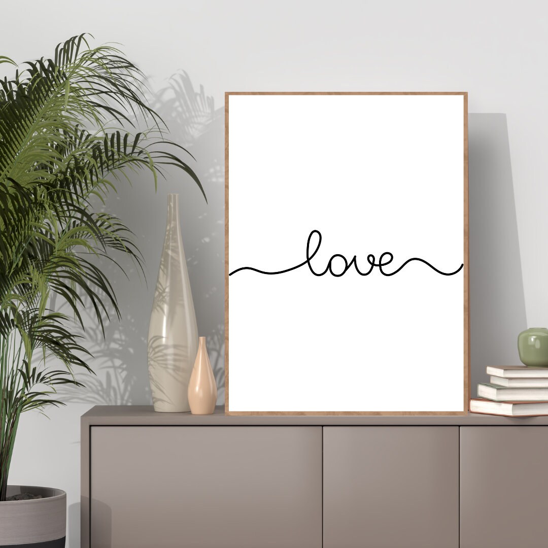 Love One Line Poster, Printable Minimalist Wall Art, Romantic Home ...